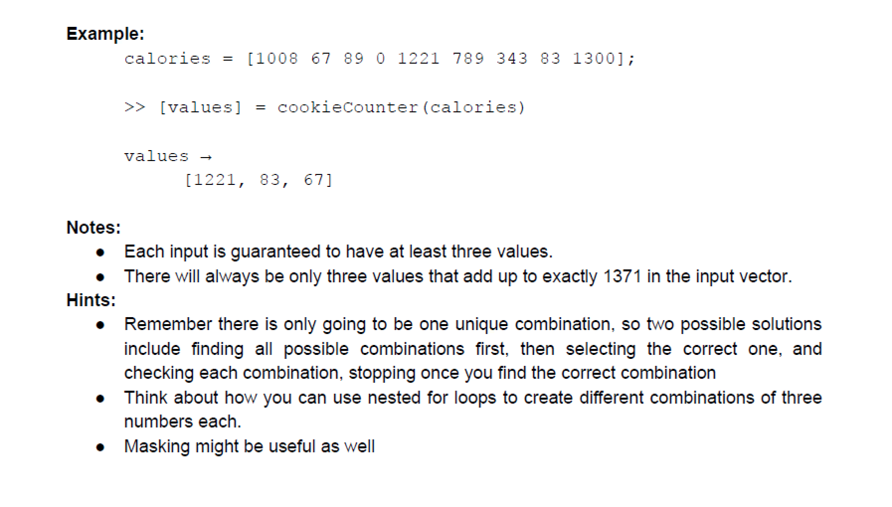 Solved Function Name: cookieCounter Inputs: 1. (double) 1XN | Chegg.com