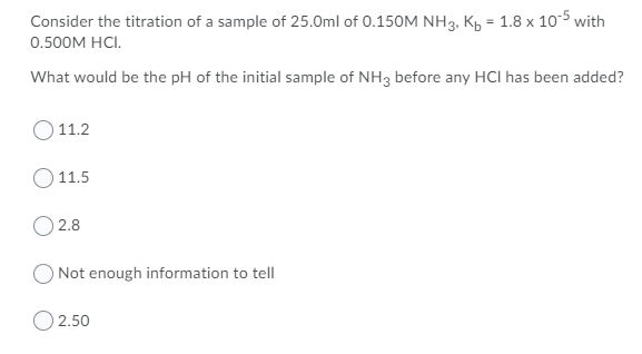Solved Consider the titration of a sample of 25.0ml of | Chegg.com