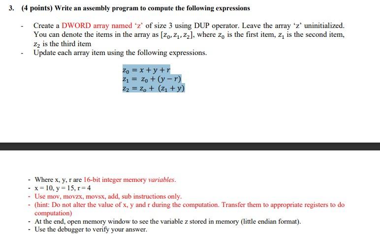 Solved Screenshot The Results In Masm X86 Assembly