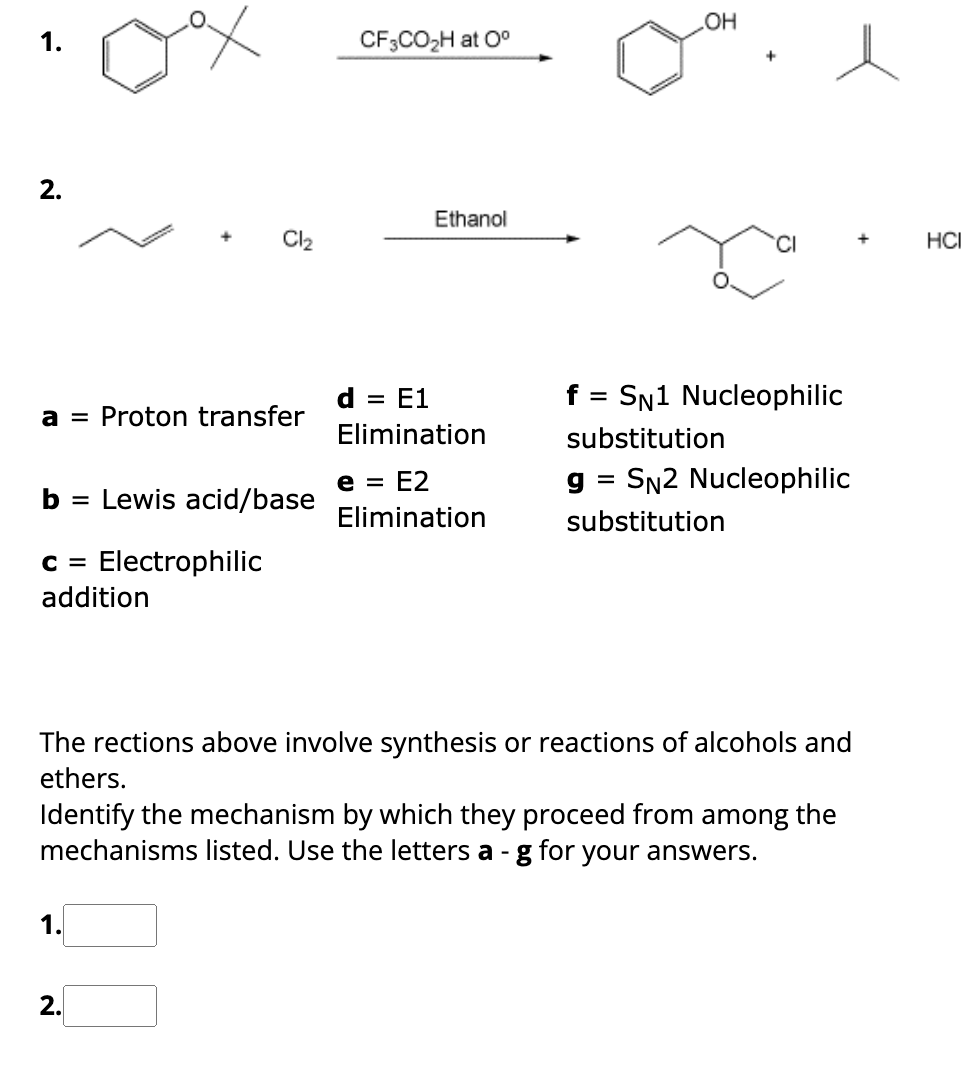 Solved 1. CF3CO2H at O∘ 2. a= Proton transfer b= Lewis | Chegg.com