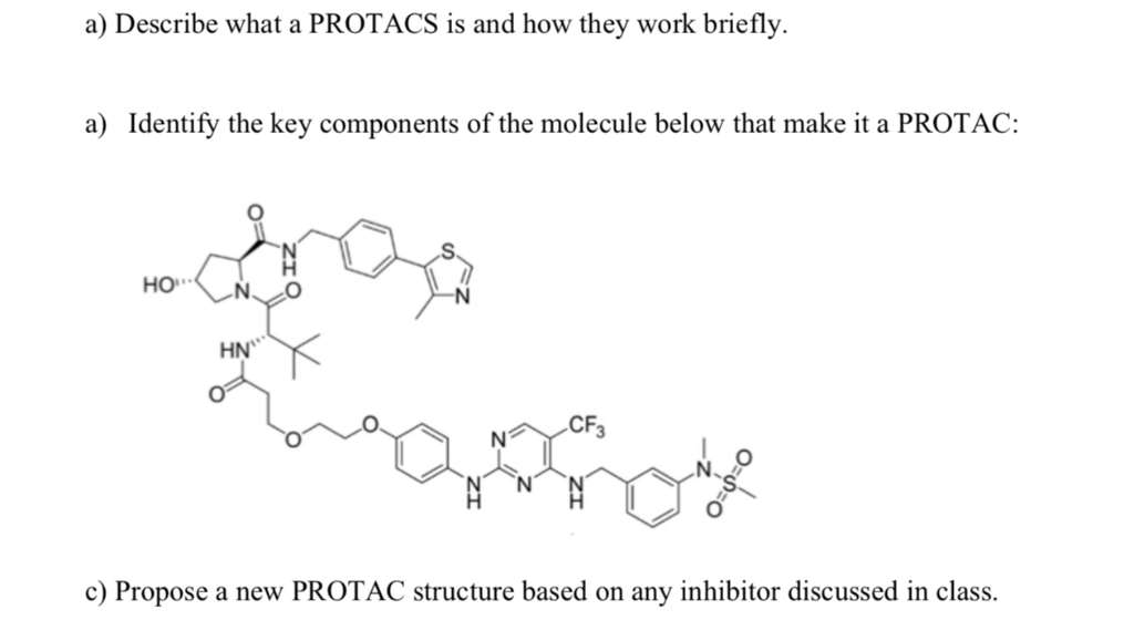 Solved Describe what a PROTACS is and how they work briefly. | Chegg.com
