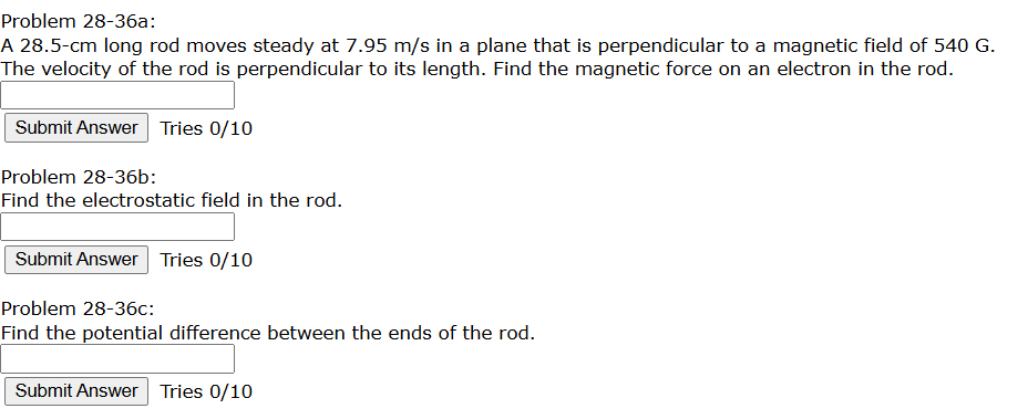 Solved Problem 28-36a:A \( 28.5-\mathrm{cm} \) ﻿long rod | Chegg.com