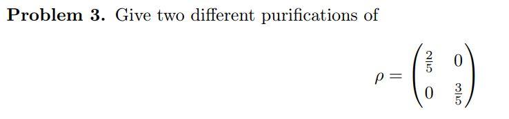 Solved Problem 3. Give two different purifications of | Chegg.com