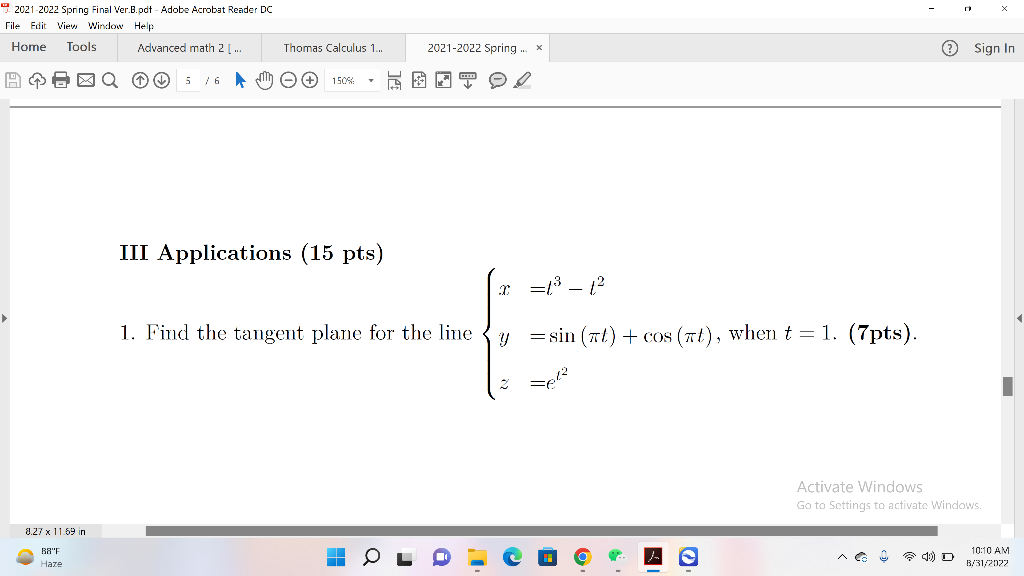 Solved 2021−2022 Spring Final Ver.B.pdt - Adote Acrobst | Chegg.com