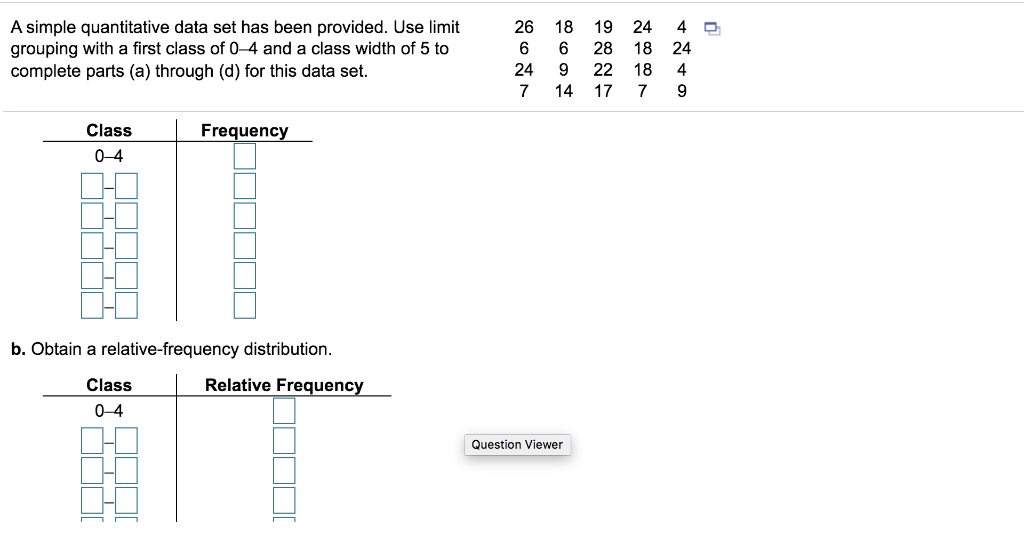 Solved A simple quantitative data set has been provided. Use | Chegg.com