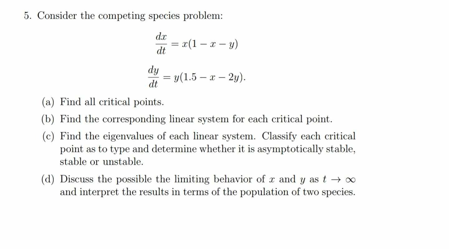 Consider the competing species | Chegg.com