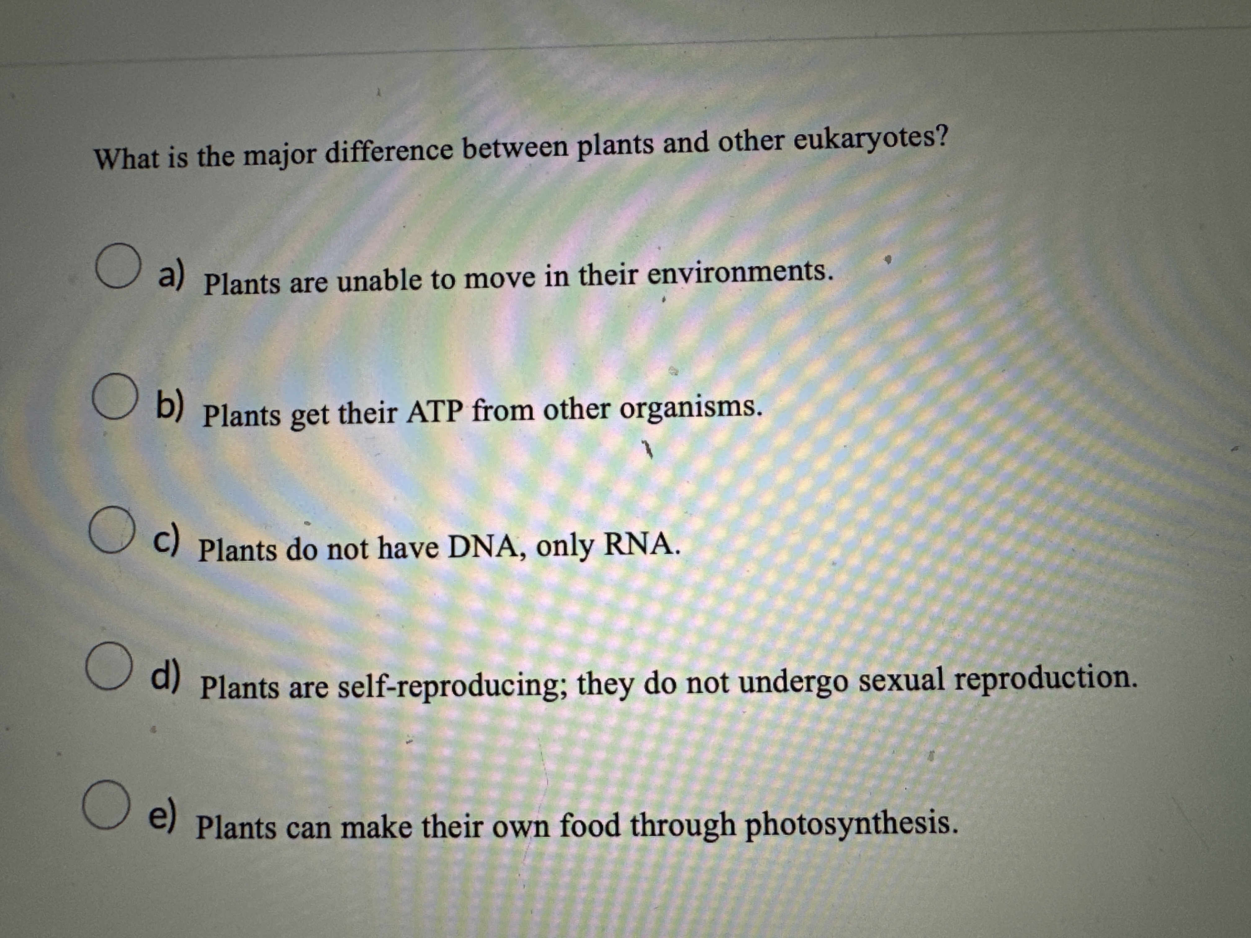 Solved What is the major difference between plants and other | Chegg.com