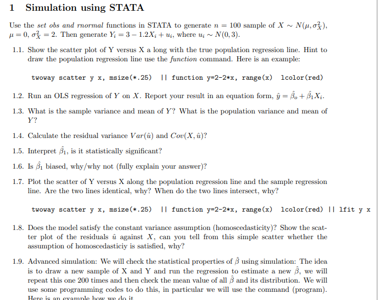 Use the set obs and rnormal functions in STATA to | Chegg.com