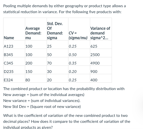 Solved Pooling multiple demands by either geography or | Chegg.com