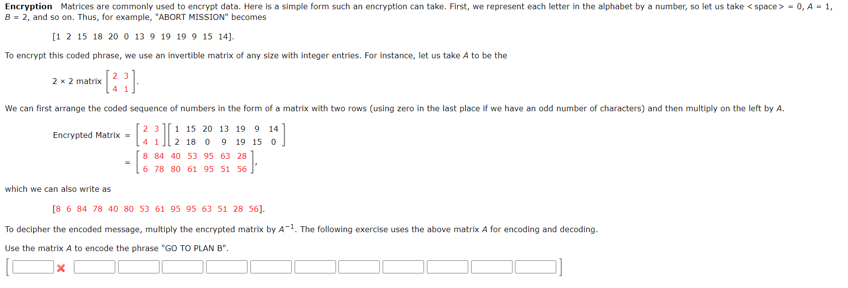 Solved Encryption Matrices are commonly used to encrypt | Chegg.com