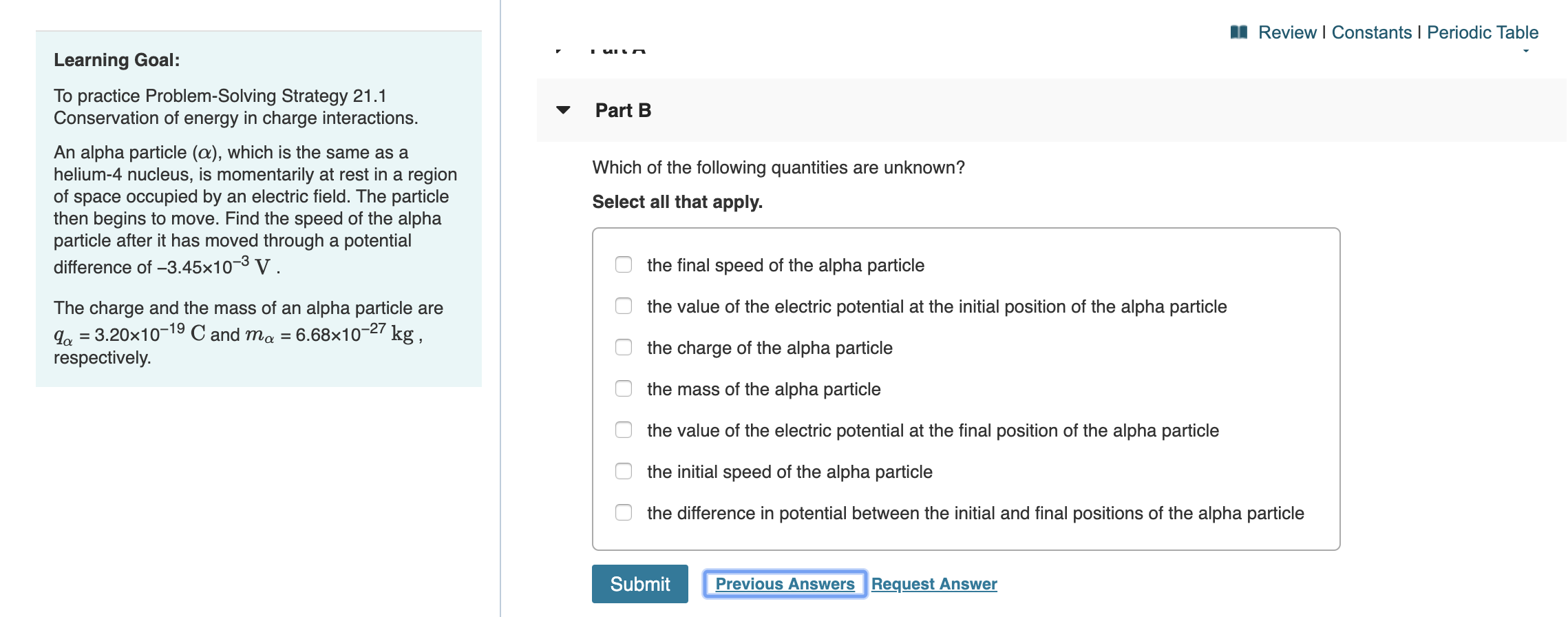 Solved A Review | Constants | Periodic Table un Part B | Chegg.com