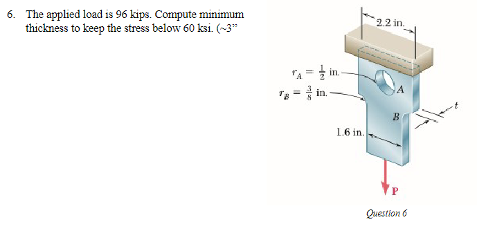 Solved The applied load is 96 kips. Compute minimumthickness | Chegg.com