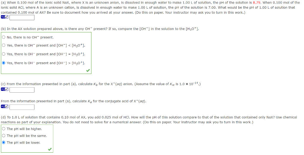 Solved (a) When 0.100 mol of the lonic solid Nax, where X is | Chegg.com