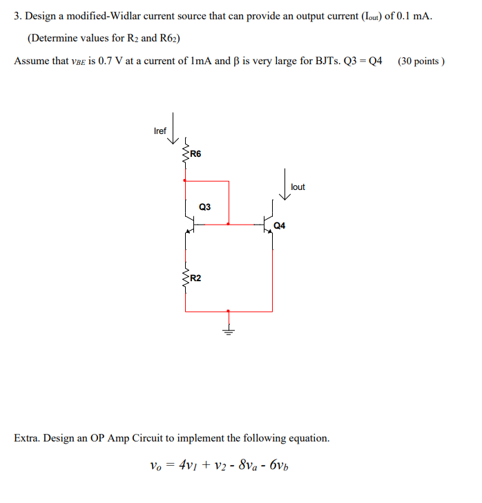 Solved 3. Design a modified-Widlar current source that can | Chegg.com