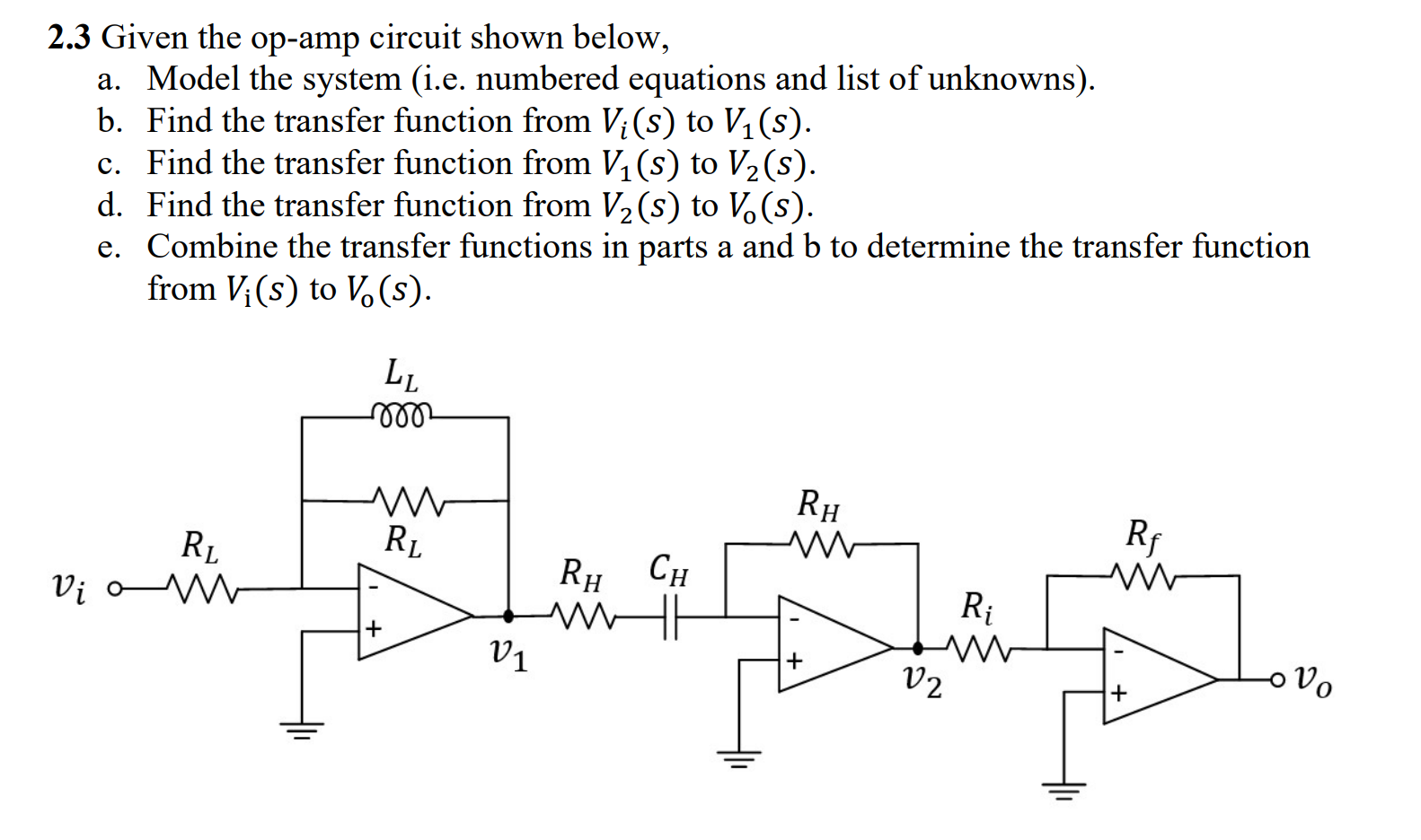Solved 2.3 ﻿Given the op-amp circuit shown below,a. ﻿Model | Chegg.com