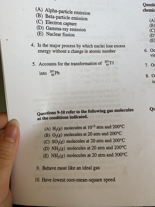 Solved Questie (A) Alpha-particle emission (B) Beta-particle | Chegg.com