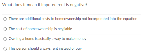 Solved What does it mean if imputed rent is negative? There | Chegg.com