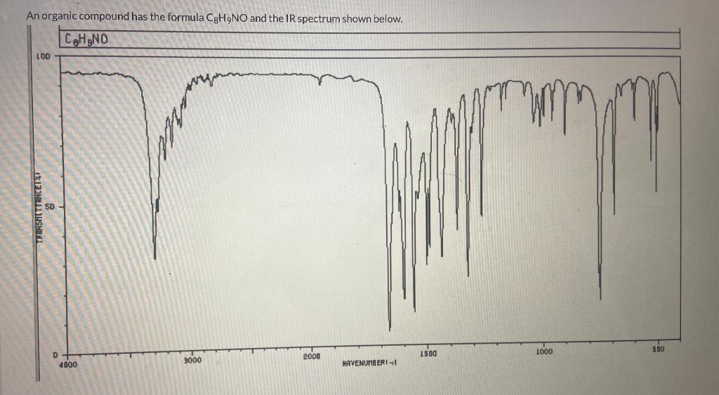 Solved An organic compound has the formula C8H9NO and the IR | Chegg.com