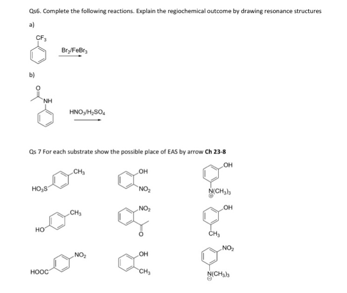 Solved Complete the following reactions. Explain the | Chegg.com
