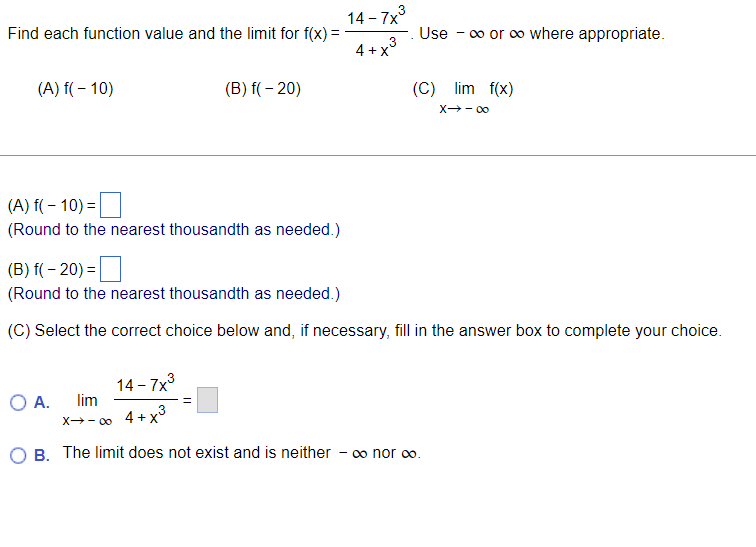 Solved Find each function value and the limit for | Chegg.com