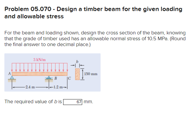 Solved Problem 05.070 - Design a timber beam for the given | Chegg.com
