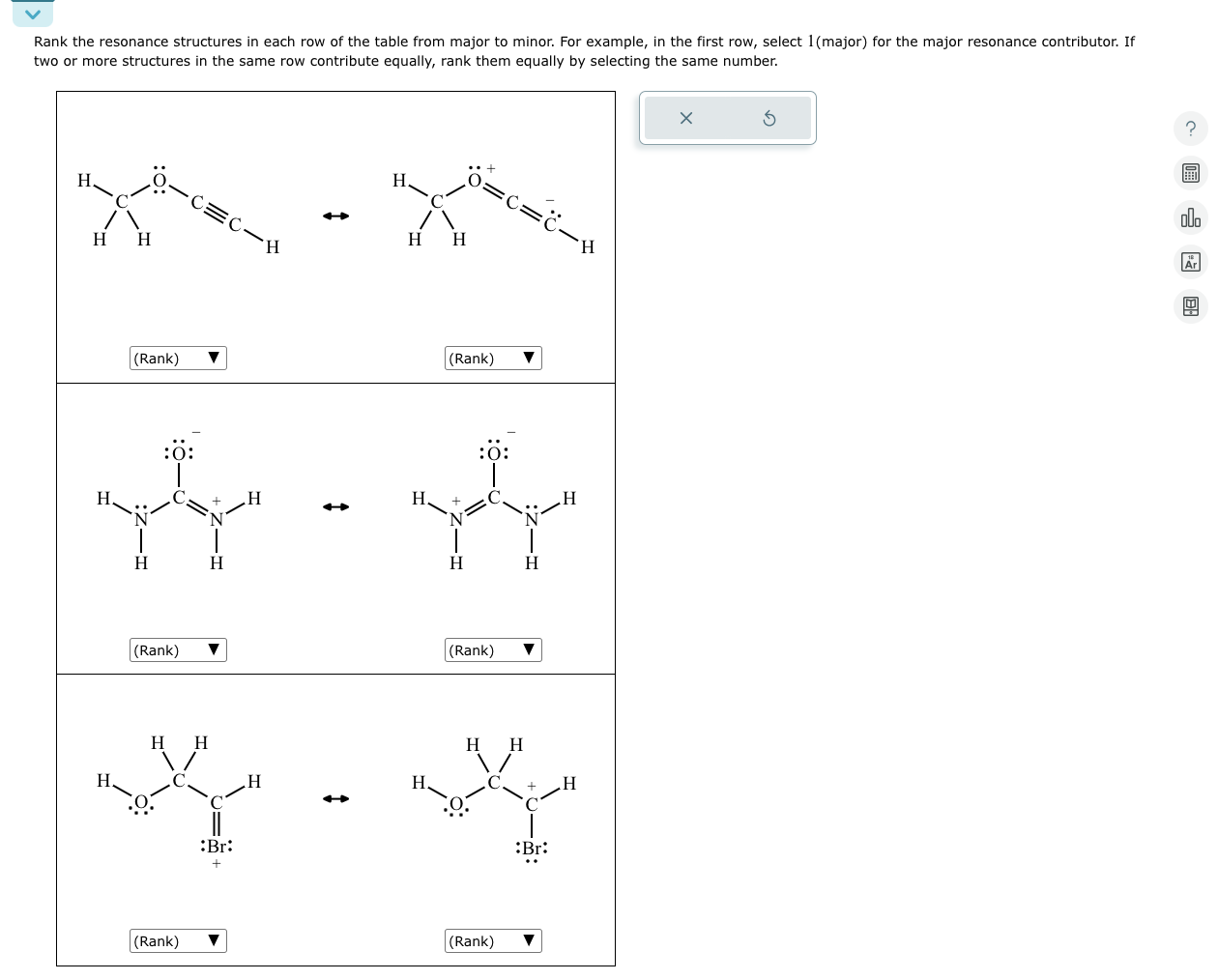 Solved Rank the resonance structures in each row of the | Chegg.com