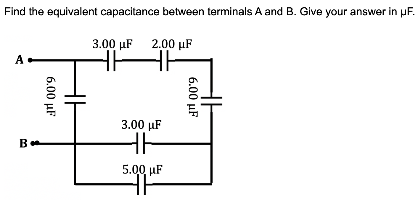 Solved Find the equivalent capacitance between terminals A | Chegg.com