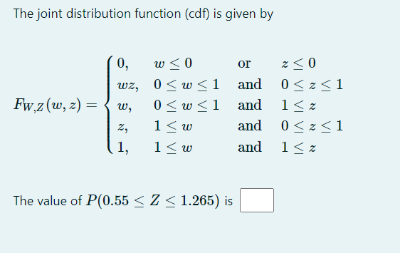 Solved The joint distribution function (cdf) is given by 0, | Chegg.com