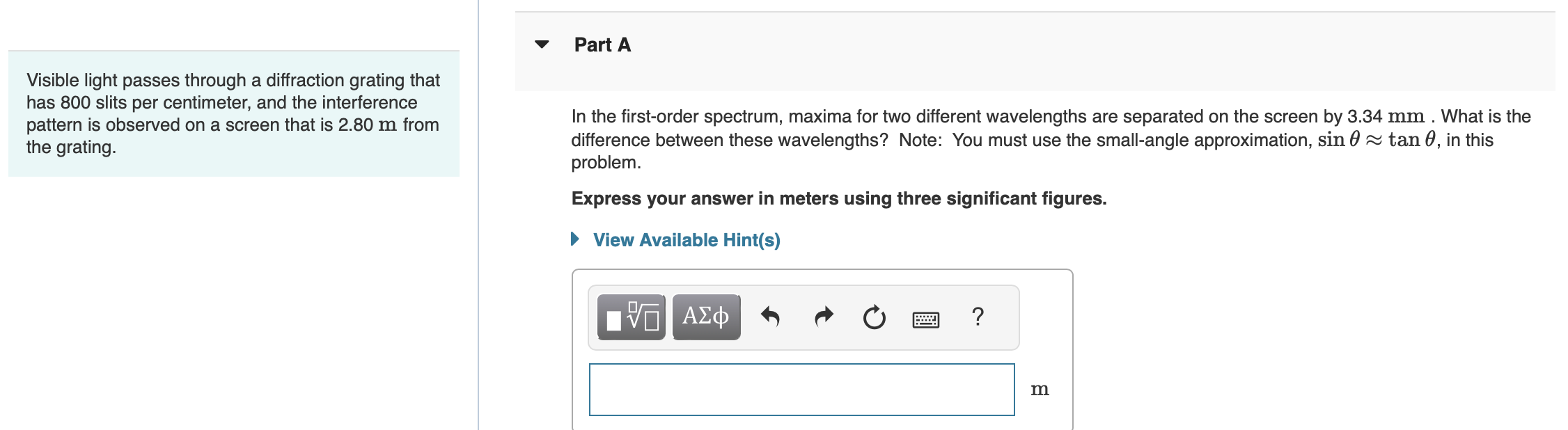 Solved Visible light passes through a diffraction grating | Chegg.com