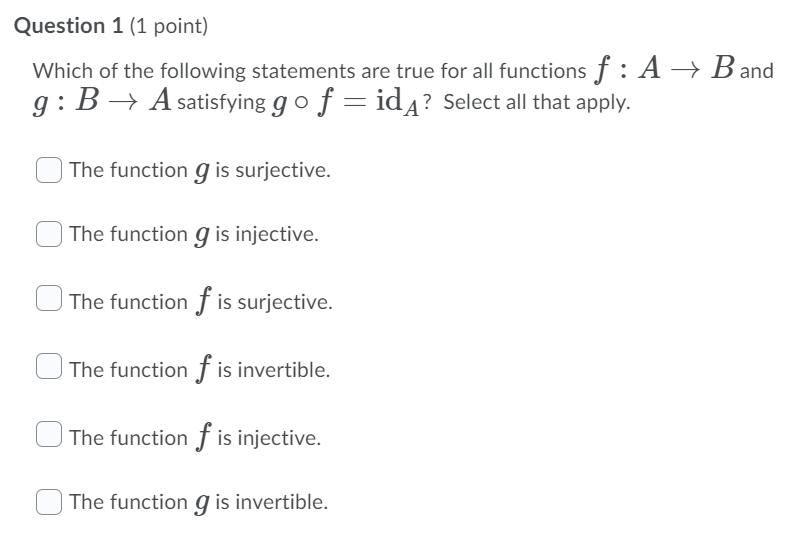 Solved Question 1 (1 point) Which of the following | Chegg.com