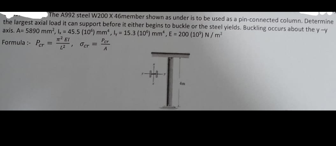 Solved The A992 steel W200 ×46member shown as under is to be | Chegg.com