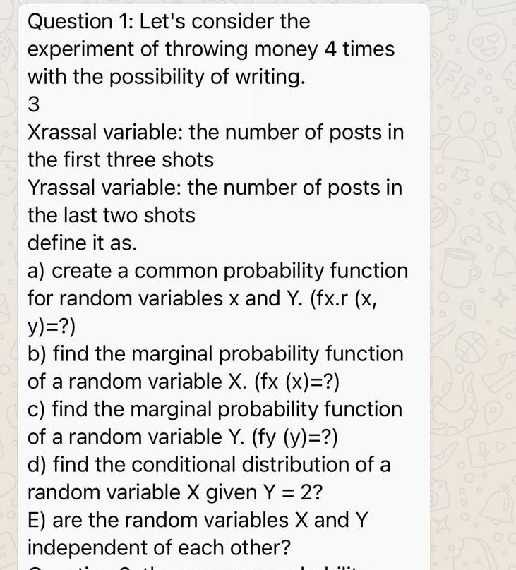 Question 1: Let's consider the experiment of throwing | Chegg.com