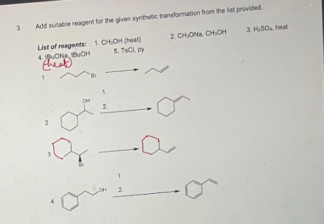 Solved Add suitable reagent for the given synthetic | Chegg.com
