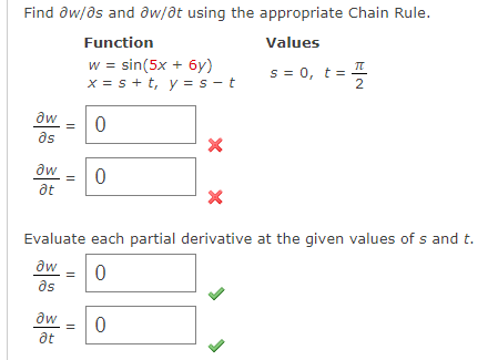 Solved Find ∂w/∂s and ∂w/∂t using the appropriate Chain | Chegg.com