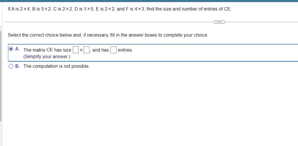 Solved If A is 2×4,B is 5×2,C is 2×2,D is 1×5,E is 2×2, and | Chegg.com