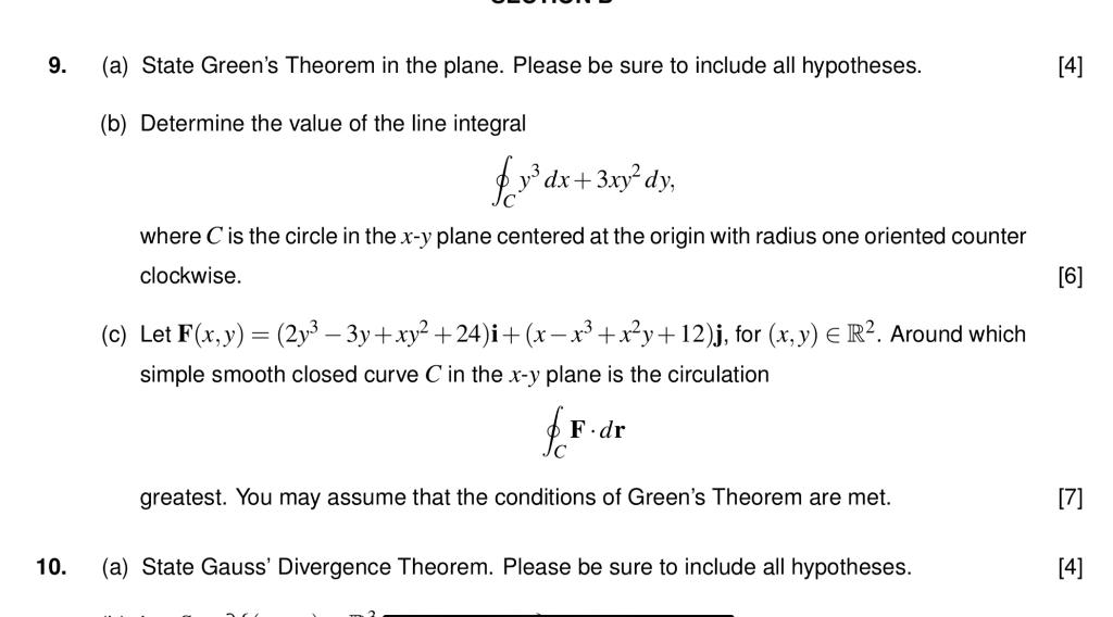 Solved (a) State Green's Theorem in the plane. Please be | Chegg.com