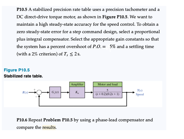 Solved P10.5 A stabilized precision rate table uses a | Chegg.com