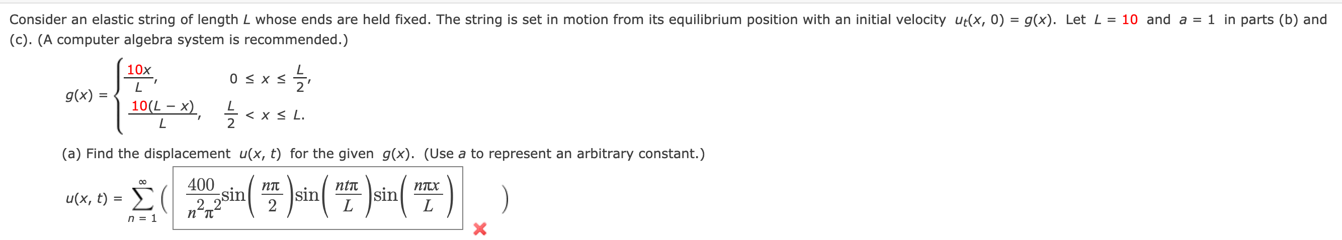Solved Consider an elastic string of length L whose ends are | Chegg.com