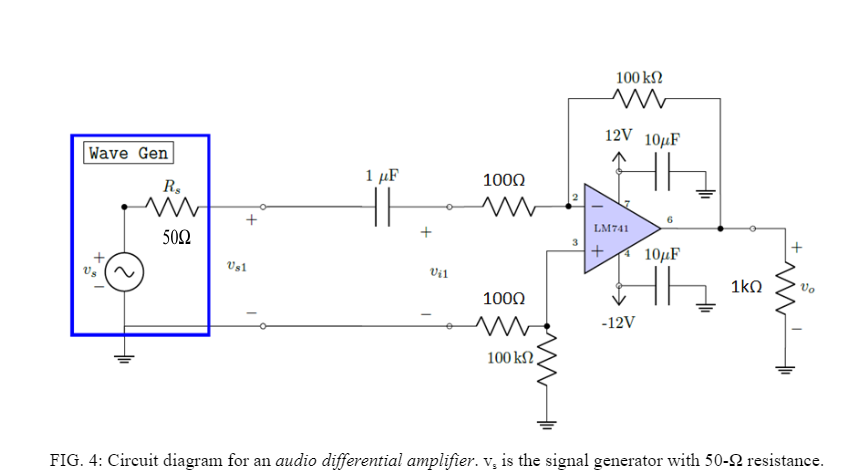 FIG. 4: Circuit diagram for an audio differential | Chegg.com
