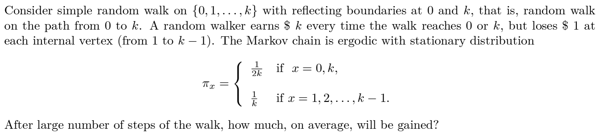 Solved Consider simple random walk on {0,1,…,k} with | Chegg.com
