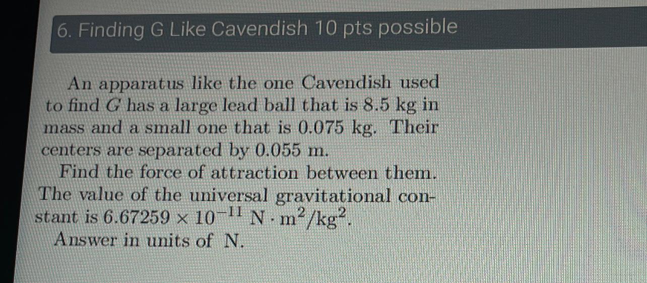 Solved An apparatus like the one Cavendish used to find G | Chegg.com