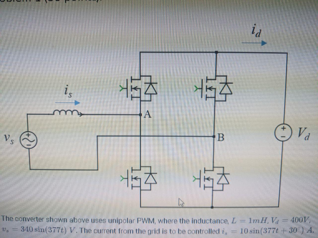 The canverter shown abave uses unipolar PWM, where | Chegg.com
