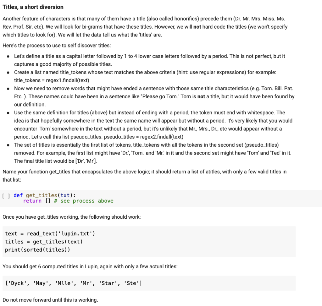 Lesson: Finding Characters One of the goals of the | Chegg.com