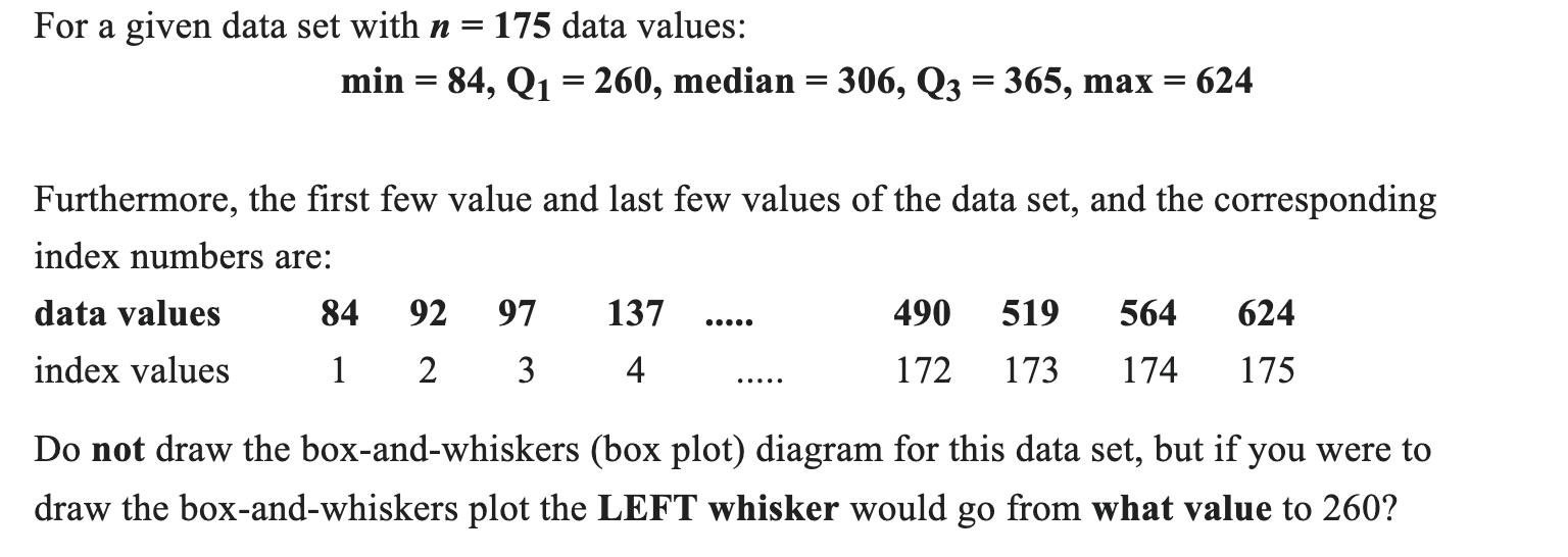 Solved For a given data set with n=175 data values: | Chegg.com