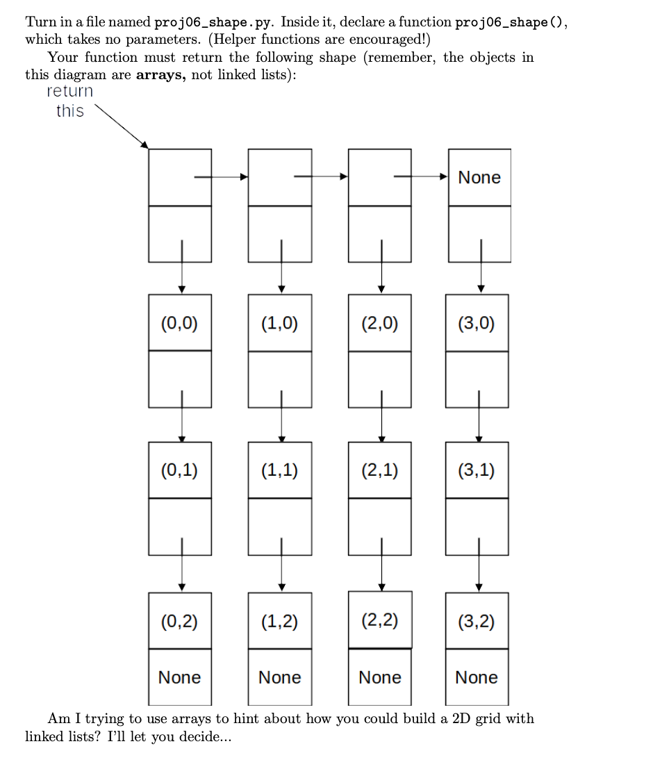 Solved Turn in a file named proj06_shape.py. Inside it, | Chegg.com