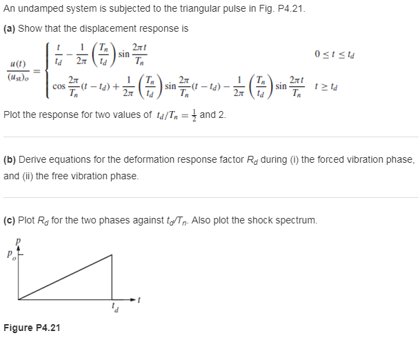 Solved An undamped system is subjected to the triangular | Chegg.com