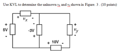 Solved Use KVL to determine the unknown vx and vy shown in | Chegg.com