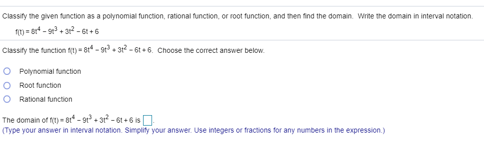 Solved Classify the given function as a polynomial function, | Chegg.com