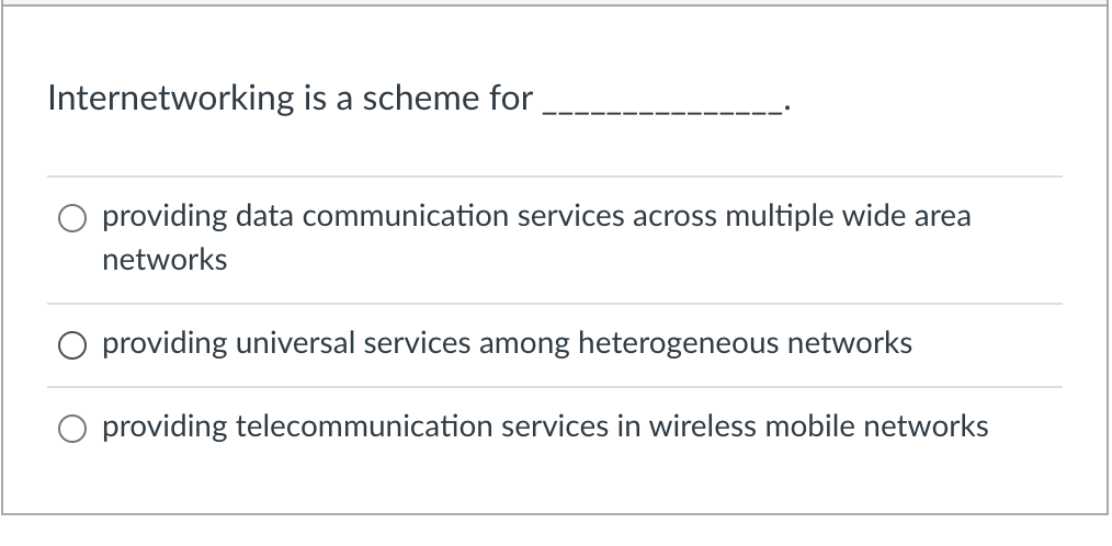 Solved Internetworking is a scheme for providing data | Chegg.com