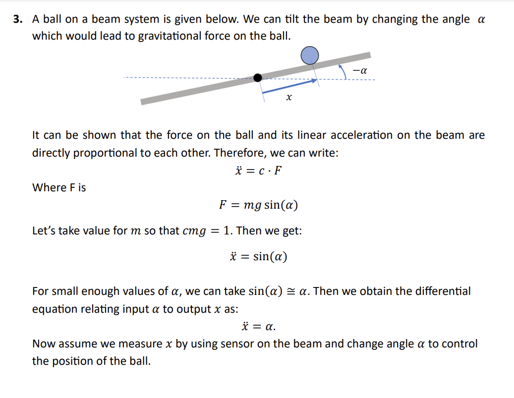 Solved A ball on a beam system is given below. We can tilt | Chegg.com